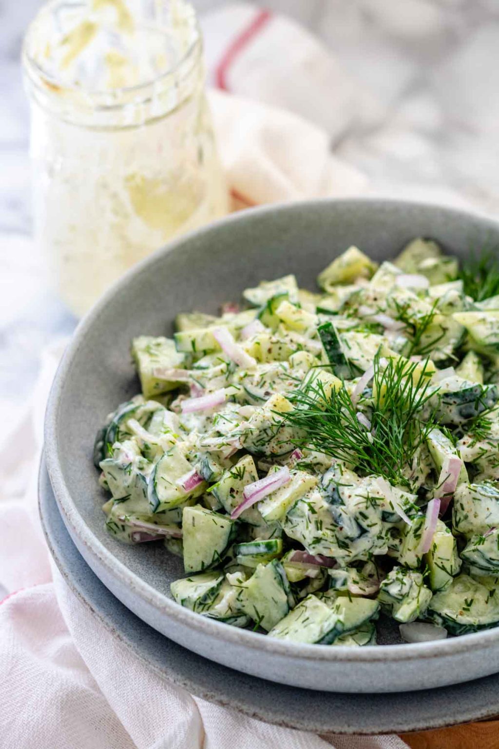 Easy Greek Tzatziki Cucumber Salad Recipe - My Plant Based Bowl