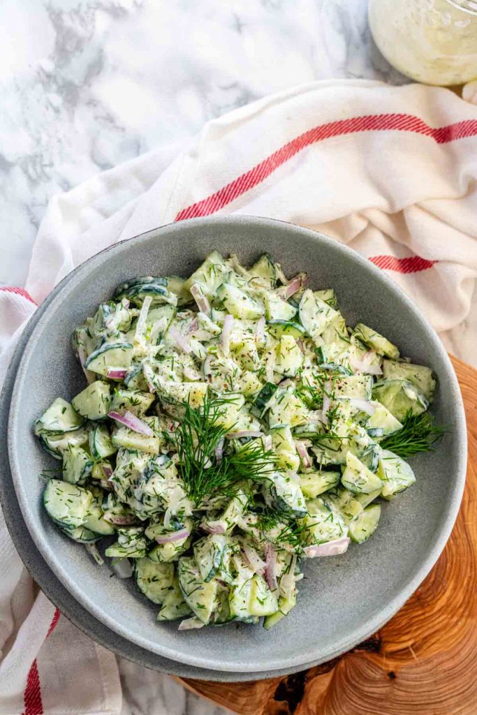 Easy Greek Tzatziki Cucumber Salad Recipe - My Plant Based Bowl
